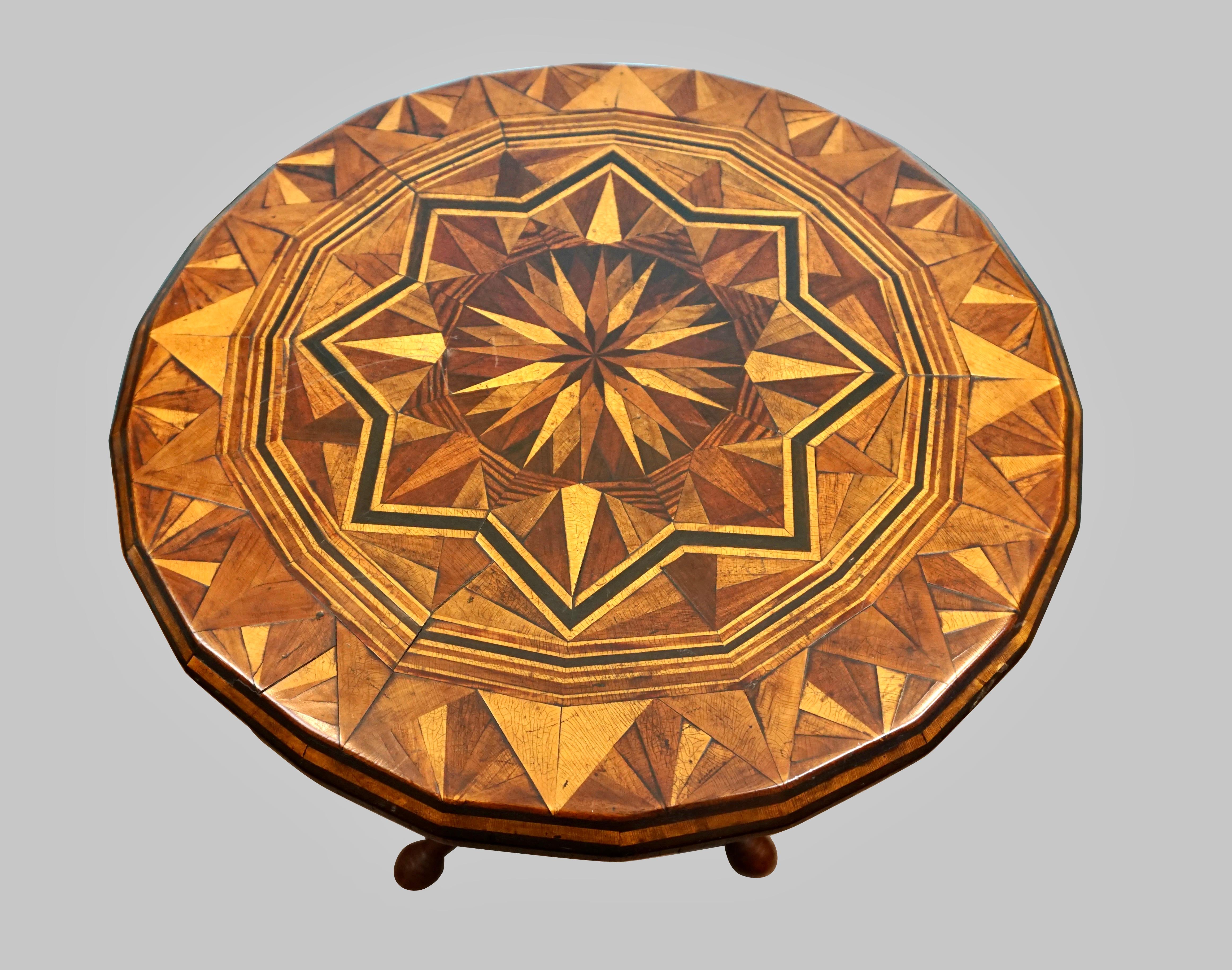 English Victorian Inlaid Exotic Wood Top Side Table For Sale at 1stDibs