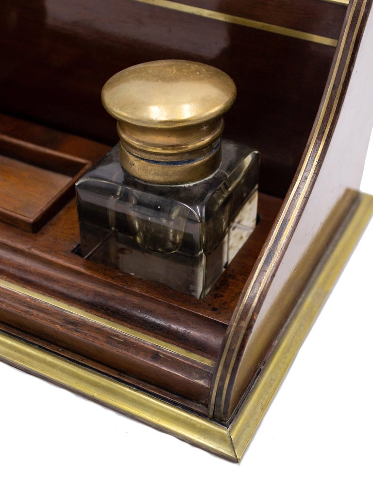 English Victorian Mahogany Double Inkwell For Sale at 1stDibs