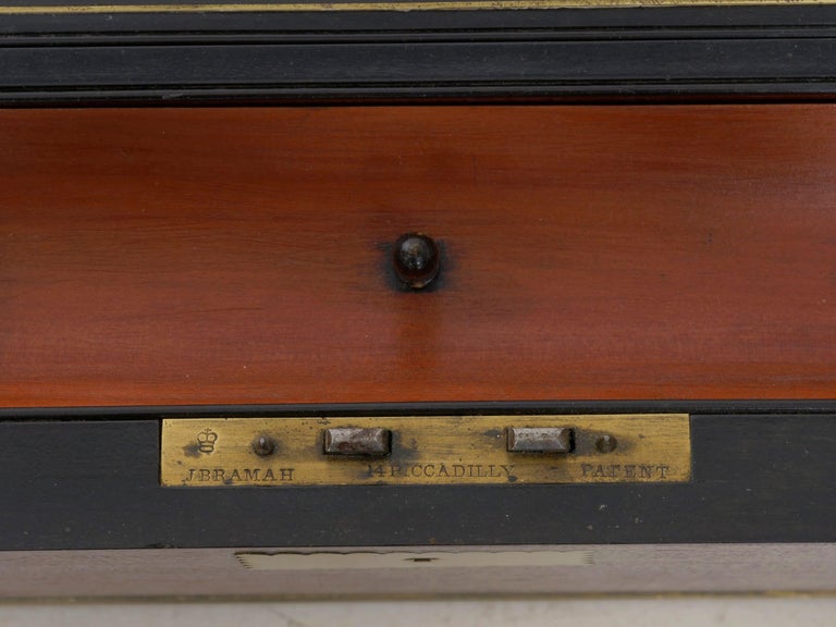 English Victorian Mahogany Writing Slope Desk with J. Bramah Locks ...