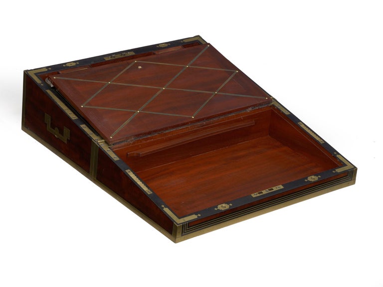 English Victorian Mahogany Writing Slope Desk with J. Bramah Locks ...