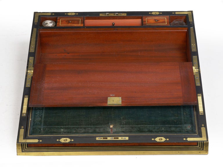 English Victorian Mahogany Writing Slope Desk with J. Bramah Locks ...