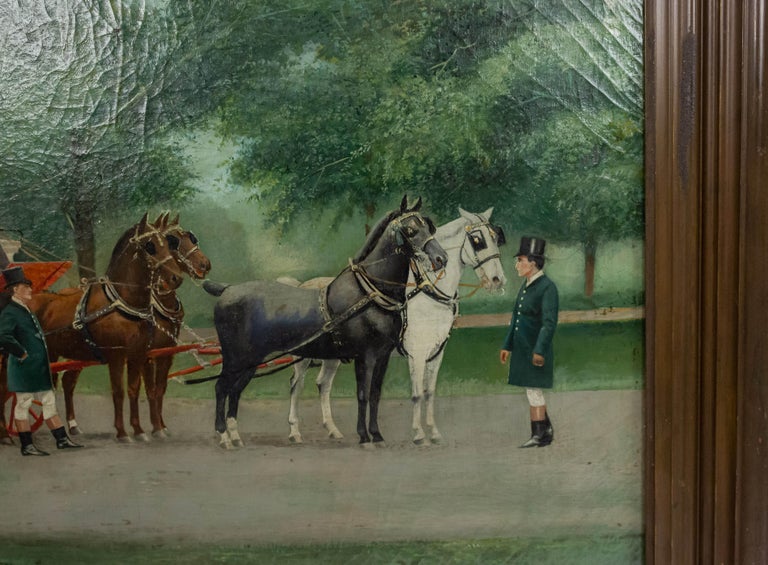 English Victorian Oil Painting of Stage Coach For Sale at 1stDibs