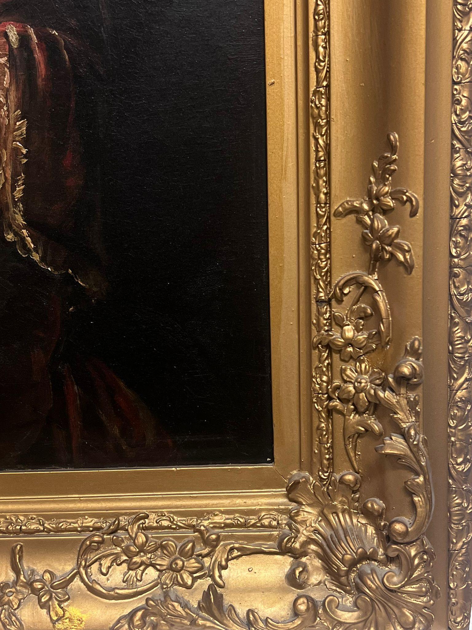 English Victorian Oil - Large Victorian Portrait of a Country Lady Oil ...