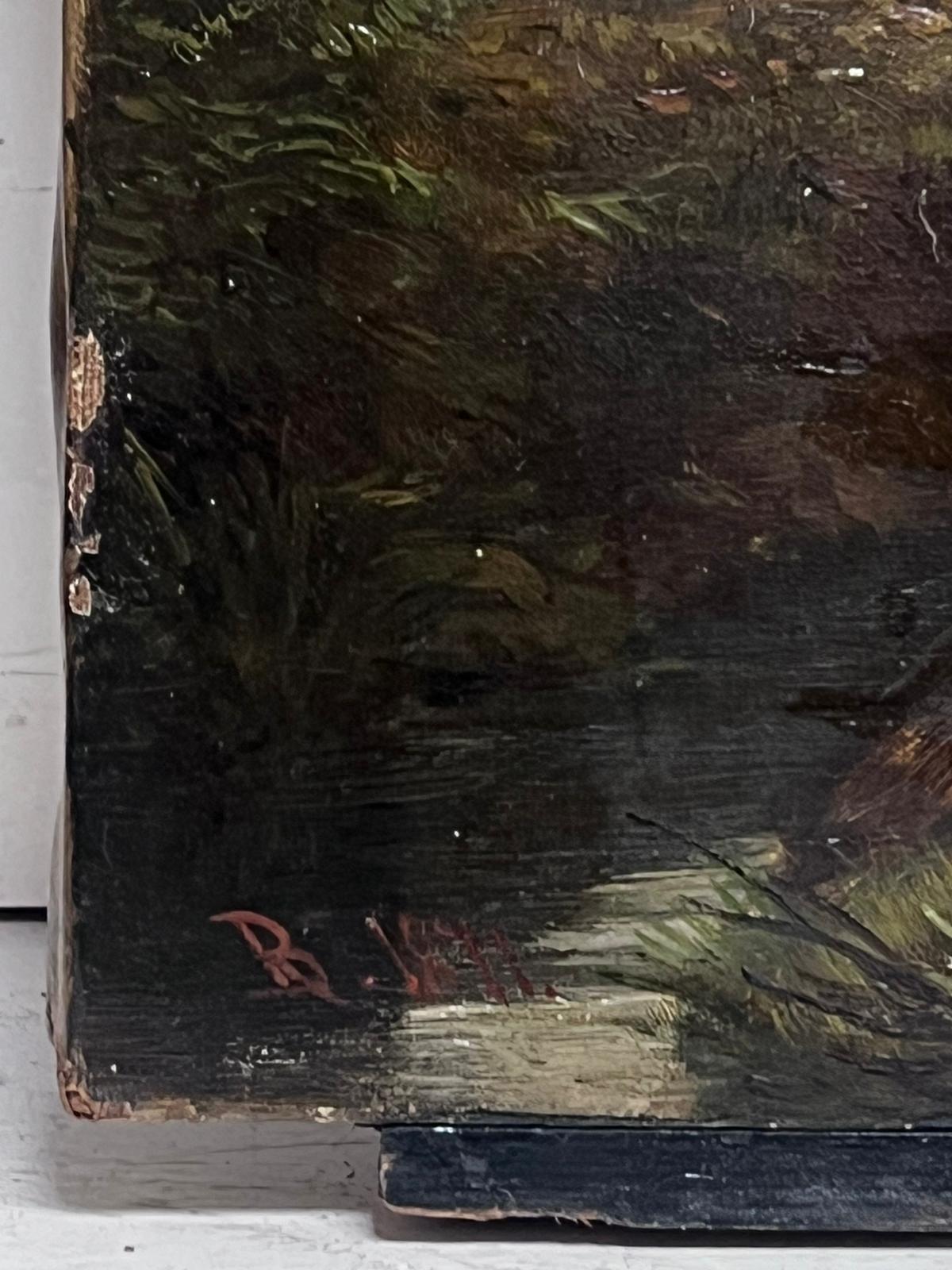 English Victorian Oil - Shepherd with Sheep Village Country Lane ...