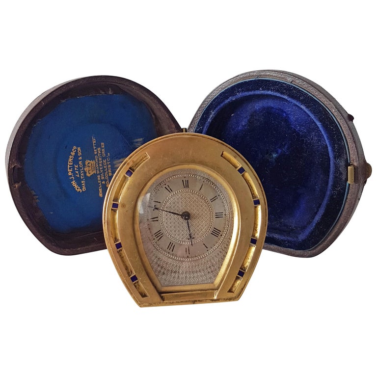 English Victorian Ormolu Horseshoe Clock in Original Box For Sale at ...