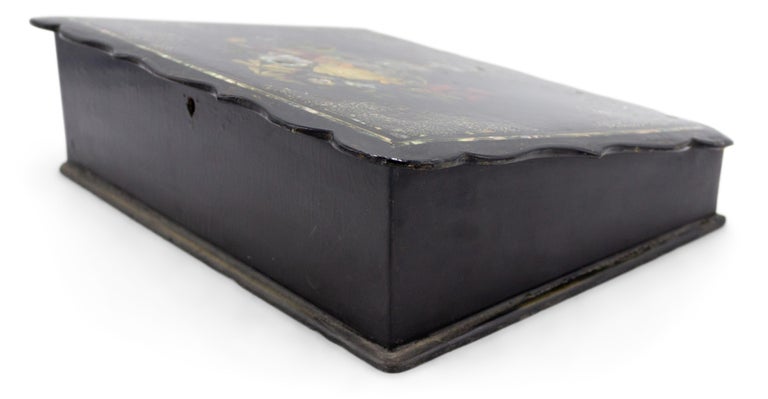 English Victorian Papier Mache Desk Box For Sale at 1stDibs