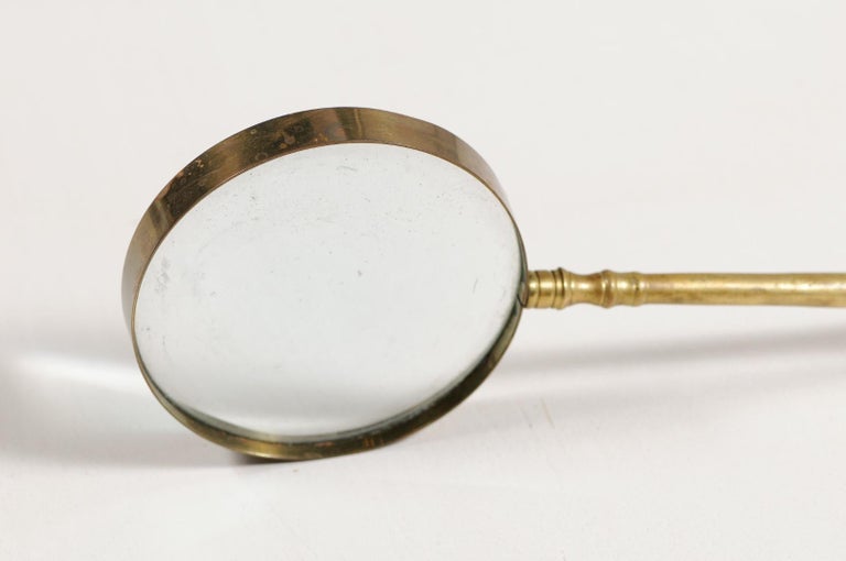 English Victorian Period 19th Century Brass Magnifying Glass with ...