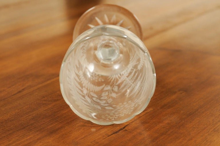 English Victorian Period 19th Century Crystal Glass with Etched Foliage ...