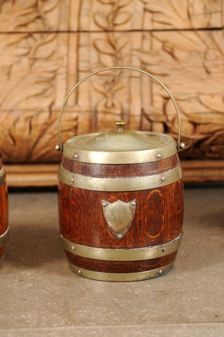 English Victorian Period Late 19th Century Oak Lidded Biscuit Barrel ...