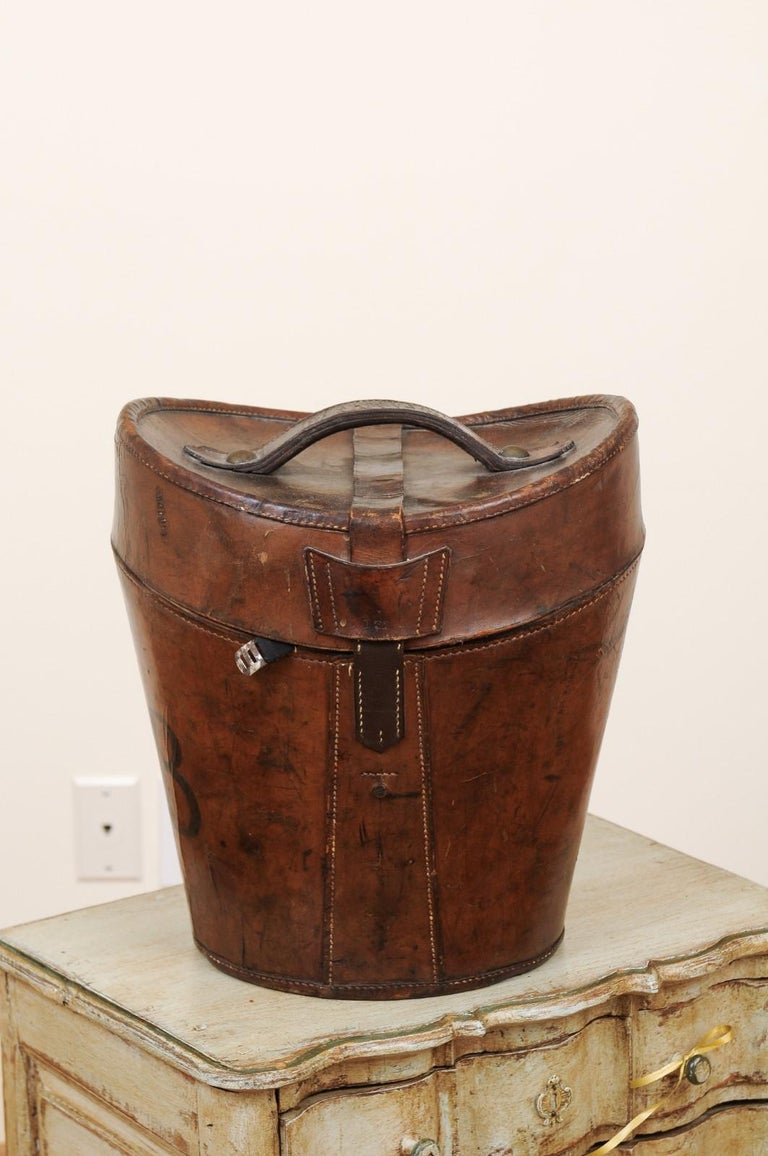 English Victorian Period Leather Hat Box with HB Monogram, circa 1870 ...