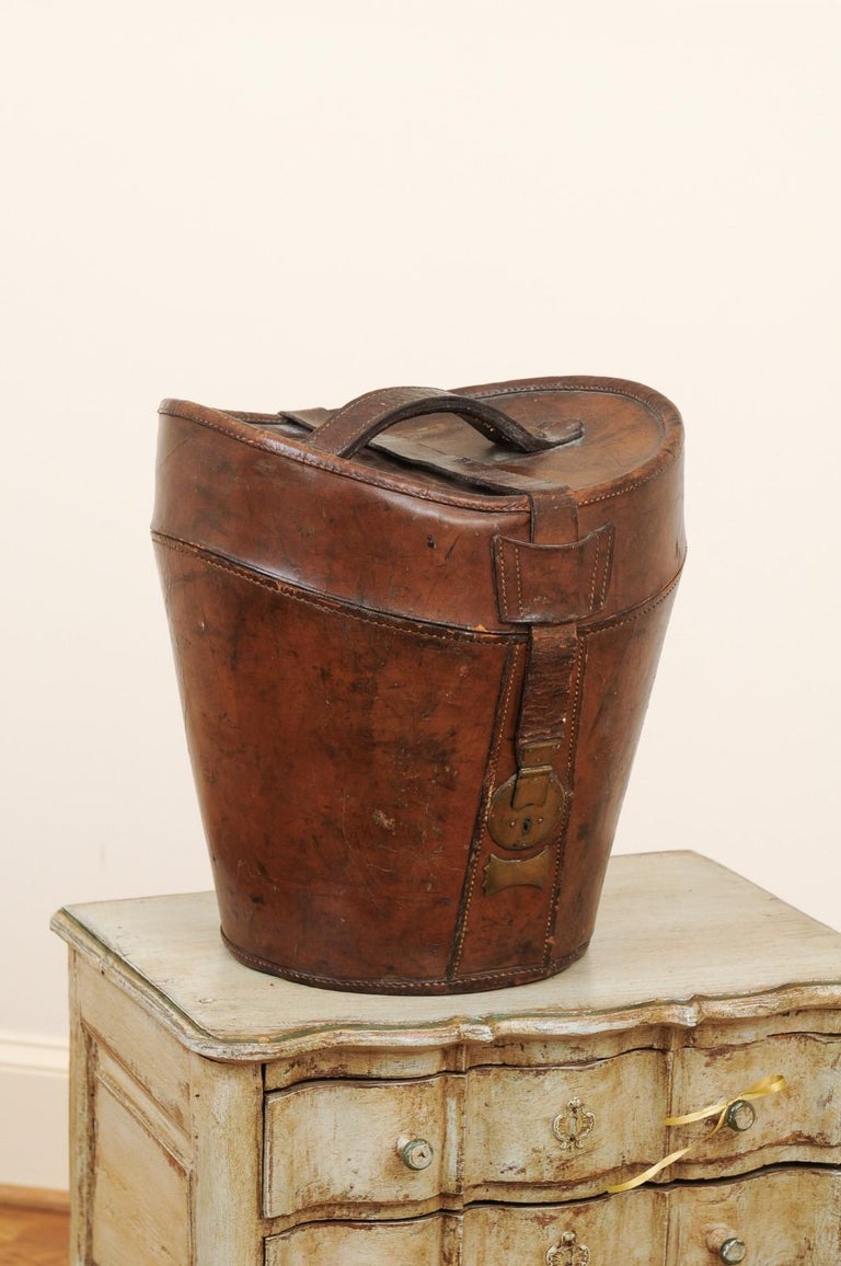 English Victorian Period Leather Hat Box with HB Monogram, circa 1870 ...