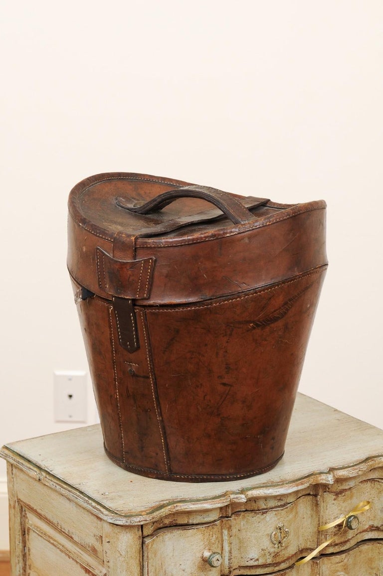 English Victorian Period Leather Hat Box with HB Monogram, circa 1870 ...