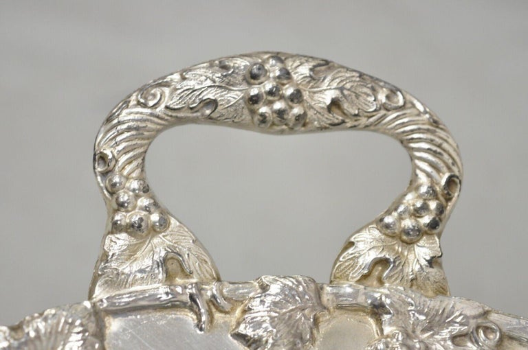English Victorian Regency Silver Plate Oval Grapevine Platter Tray with ...