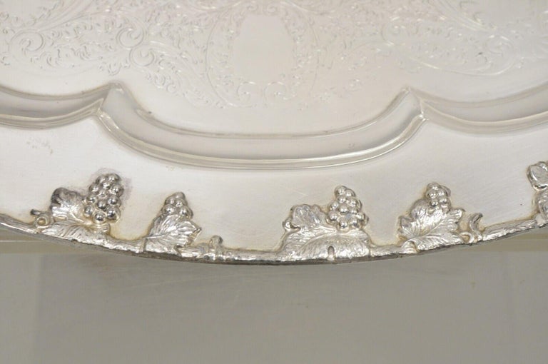 English Victorian Regency Silver Plate Oval Grapevine Platter Tray with ...