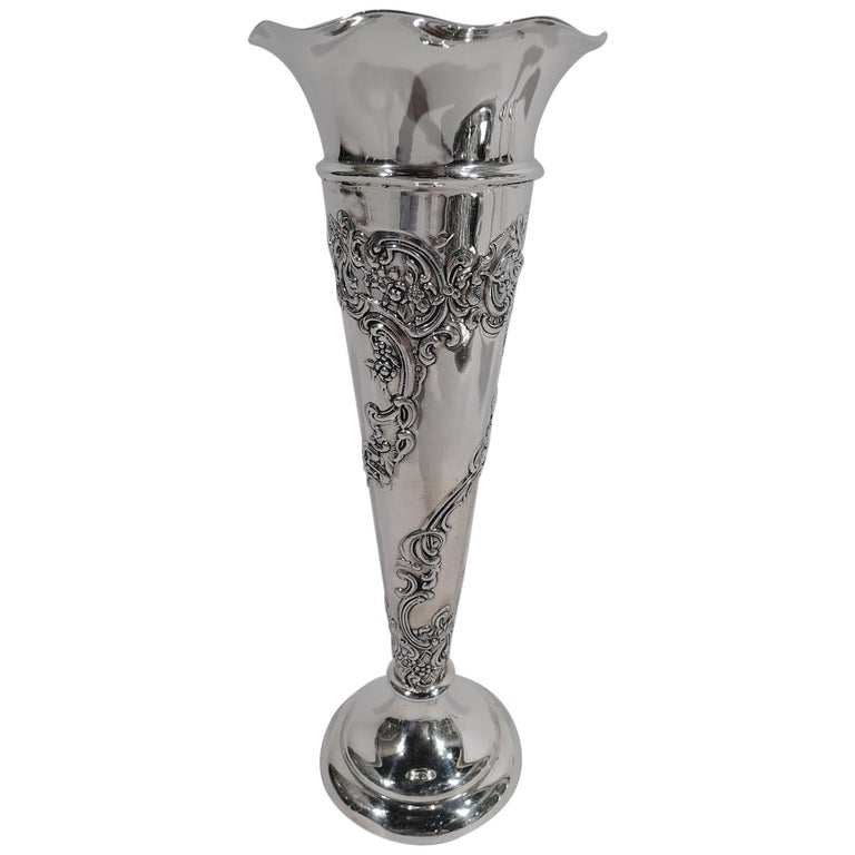 English Victorian Rococo Sterling Silver Vase by William Comyns For ...