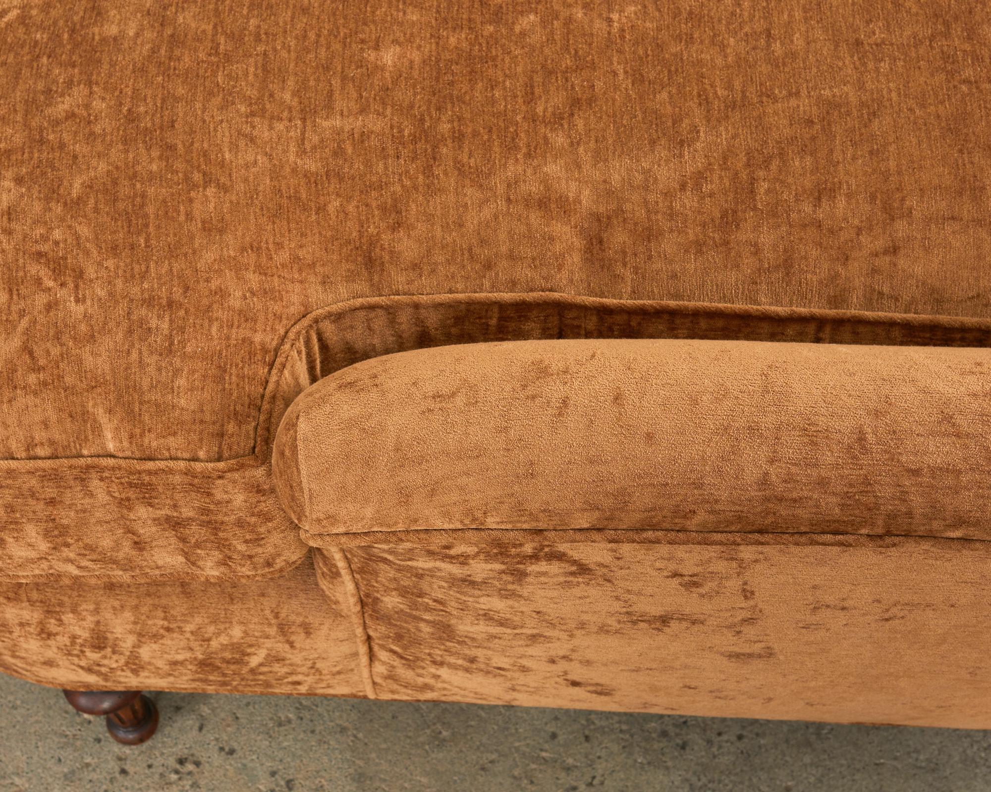 English Victorian Style Channel Back Velvet Chaise Lounge at 1stDibs