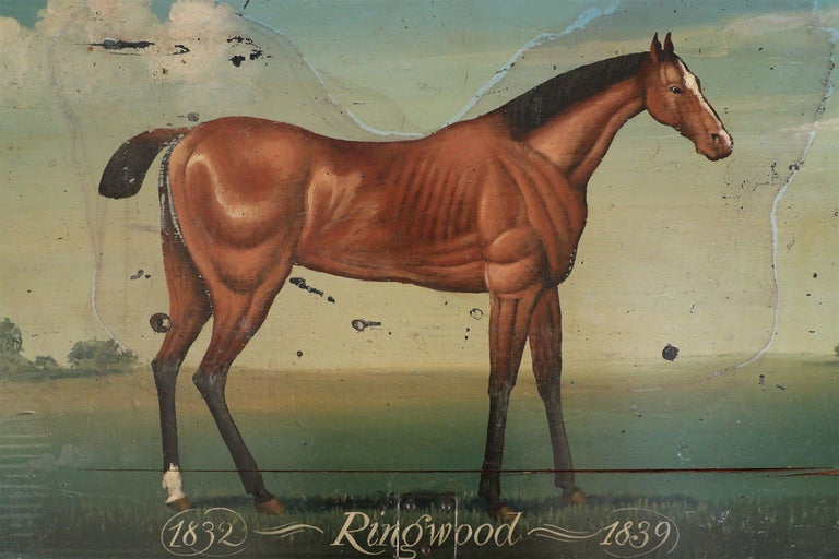 English Victorian Style Horse Portrait Floor Trunk / Tack Box For Sale ...