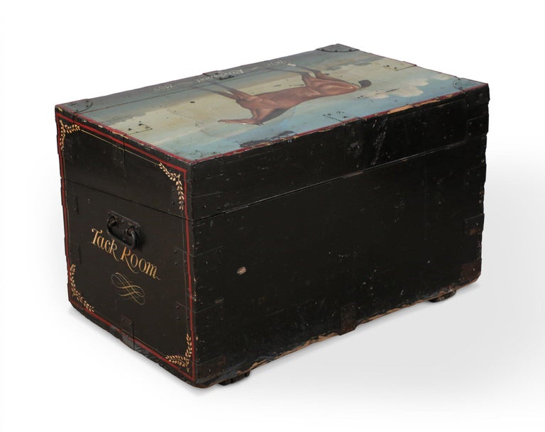 English Victorian Style Horse Portrait Floor Trunk / Tack Box For Sale ...