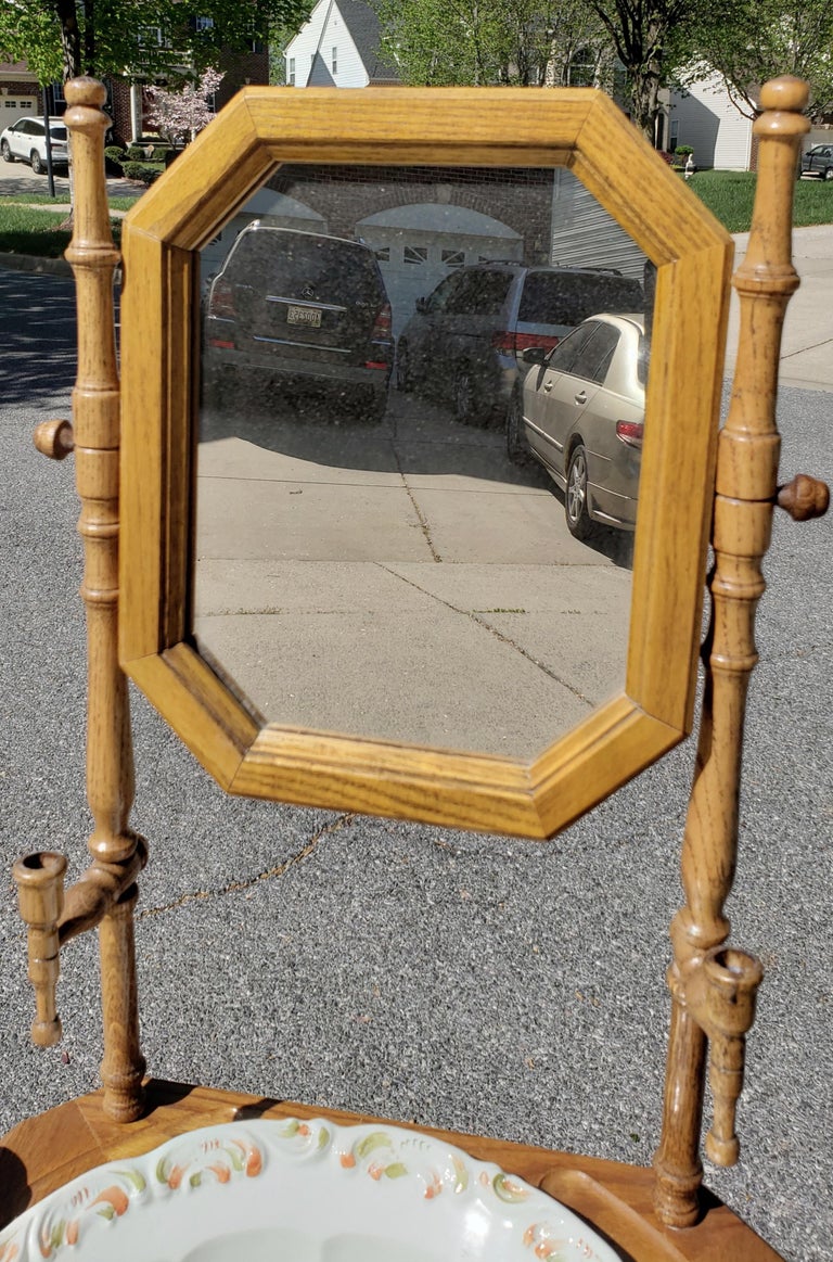 English Victorian Style Mirrored Washstand with Decorated Basin and ...