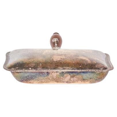 Vintage FB Rogers Silver Plated Silent Butler Crumb Catcher w/ Woodem ...