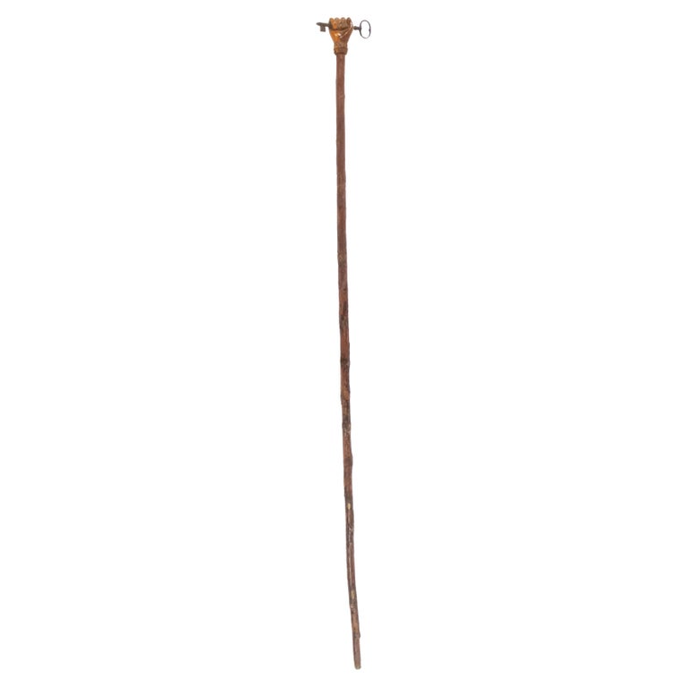 English Victorian Style Wood Cane with Hand Holding Key at 1stDibs