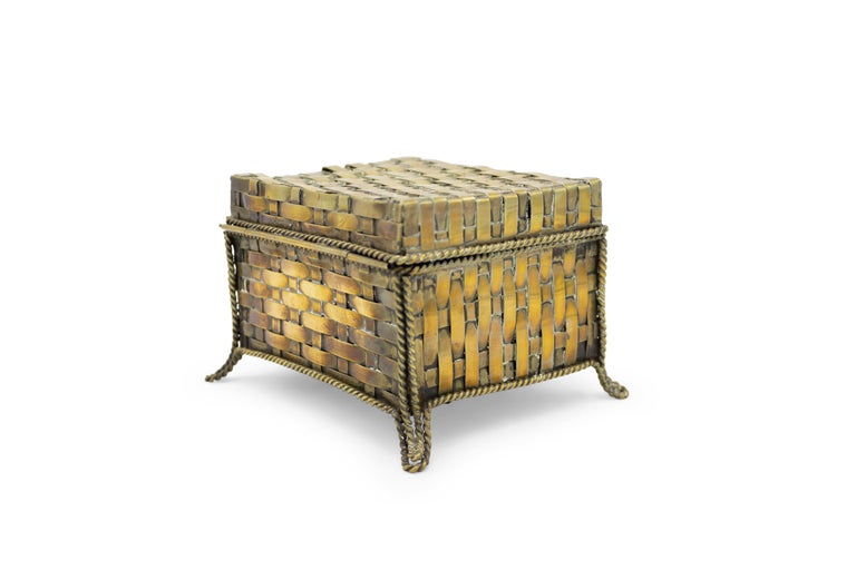 English Victorian Style Woven Brass Box For Sale at 1stDibs