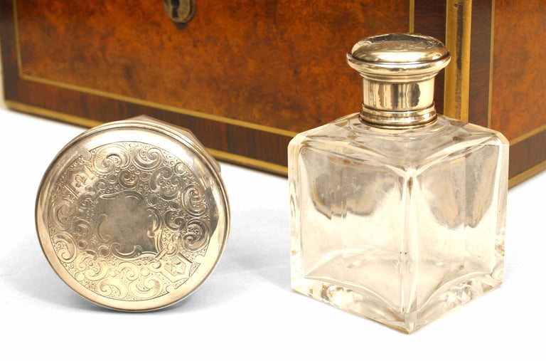 English Victorian Wanlnut and Rosewood Makeup Travel Case For Sale at ...