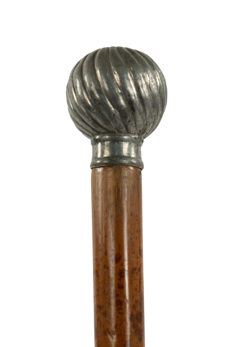 English Victorian Wood and Pewter Cane For Sale at 1stDibs