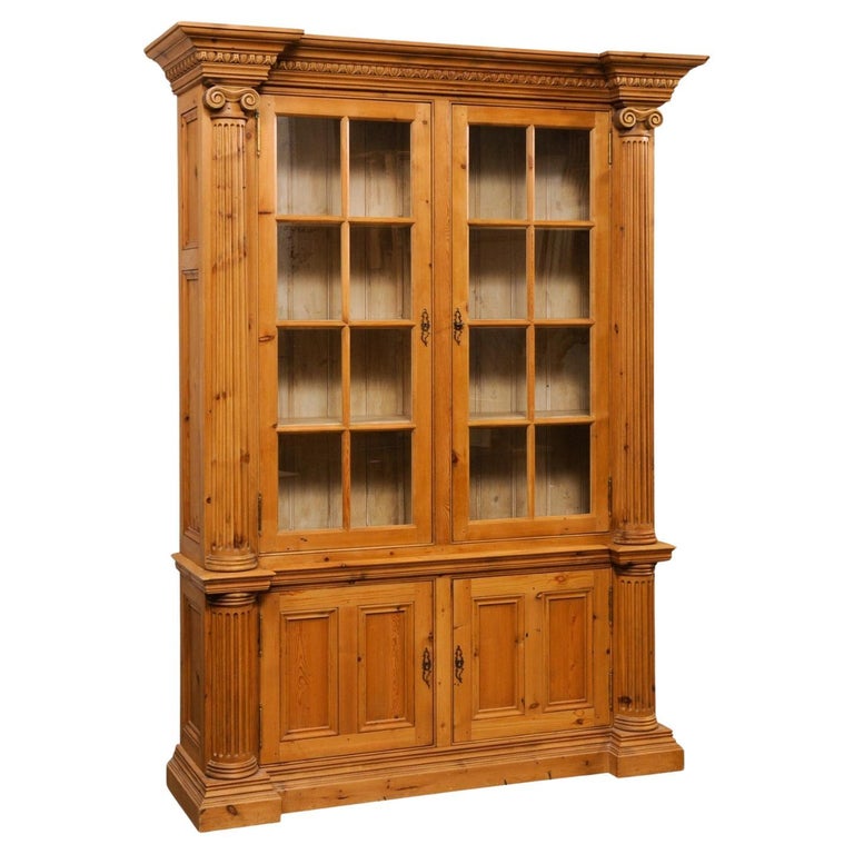 English Vintage Display and Storage Cabinet w/Carved Iconic Columns For ...