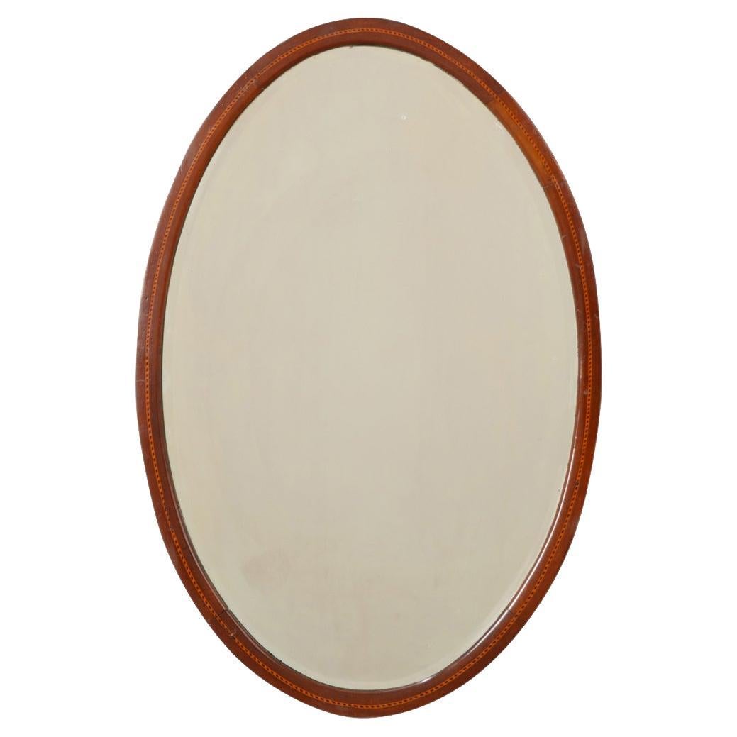 English Vintage Oval Inlay Mirror For Sale at 1stDibs