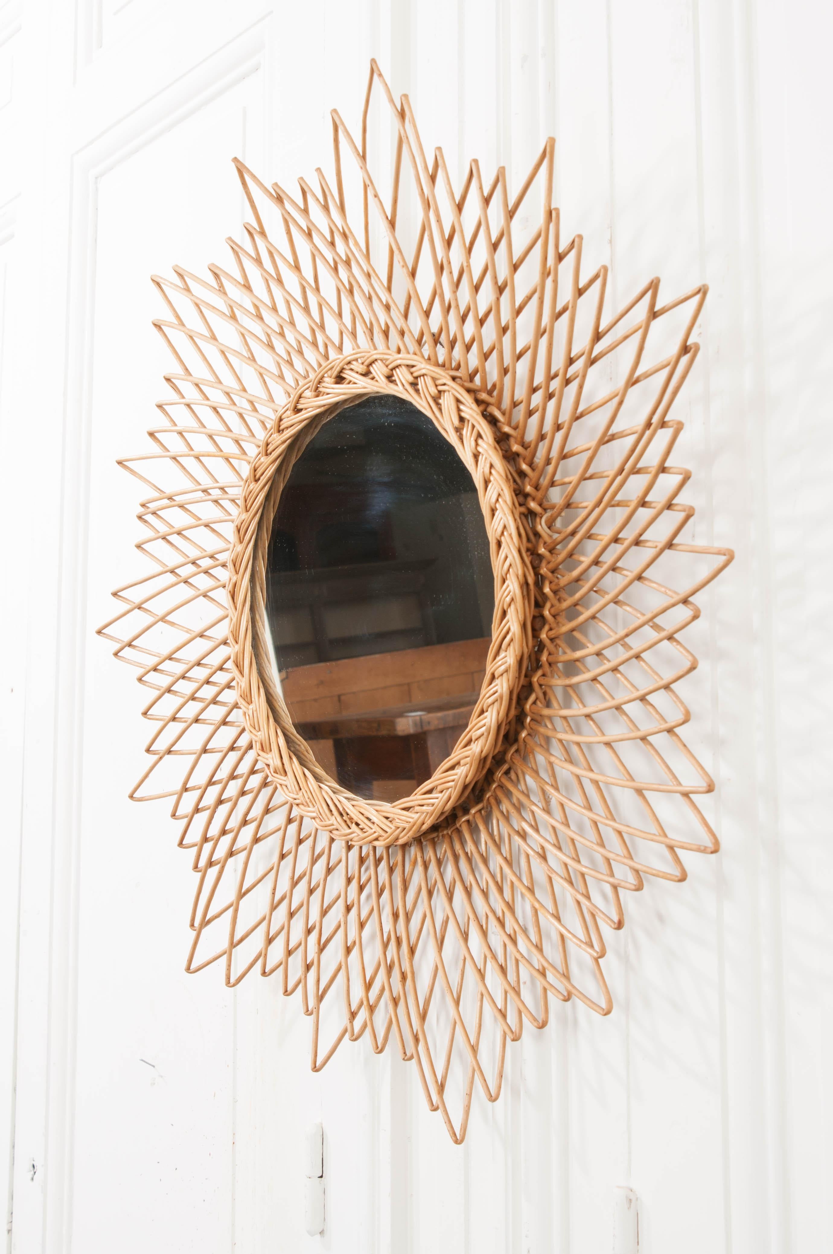 English Vintage Rattan Sunburst Mirror at 1stDibs | rattan starburst ...