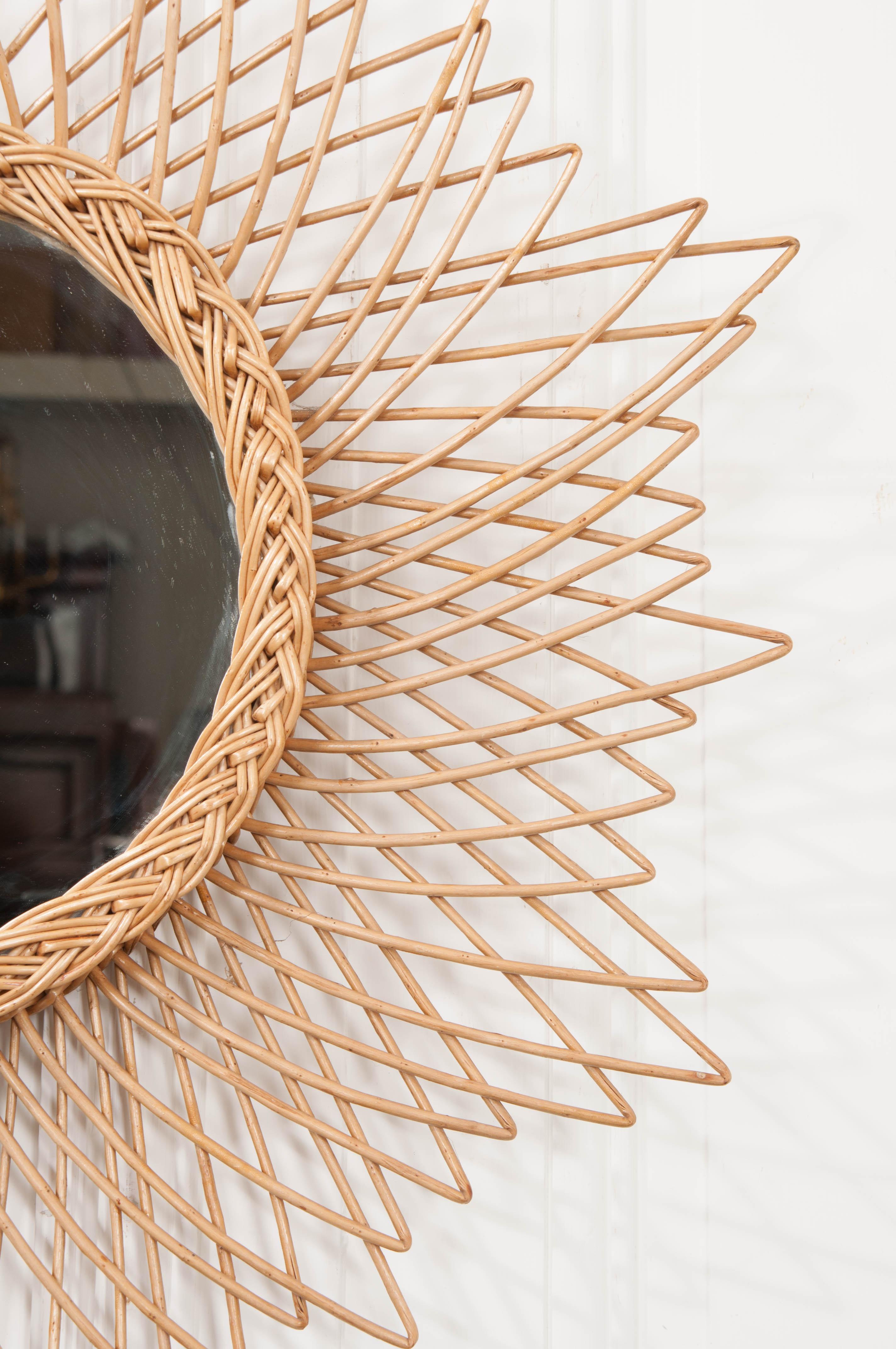 English Vintage Rattan Sunburst Mirror at 1stDibs | rattan starburst ...
