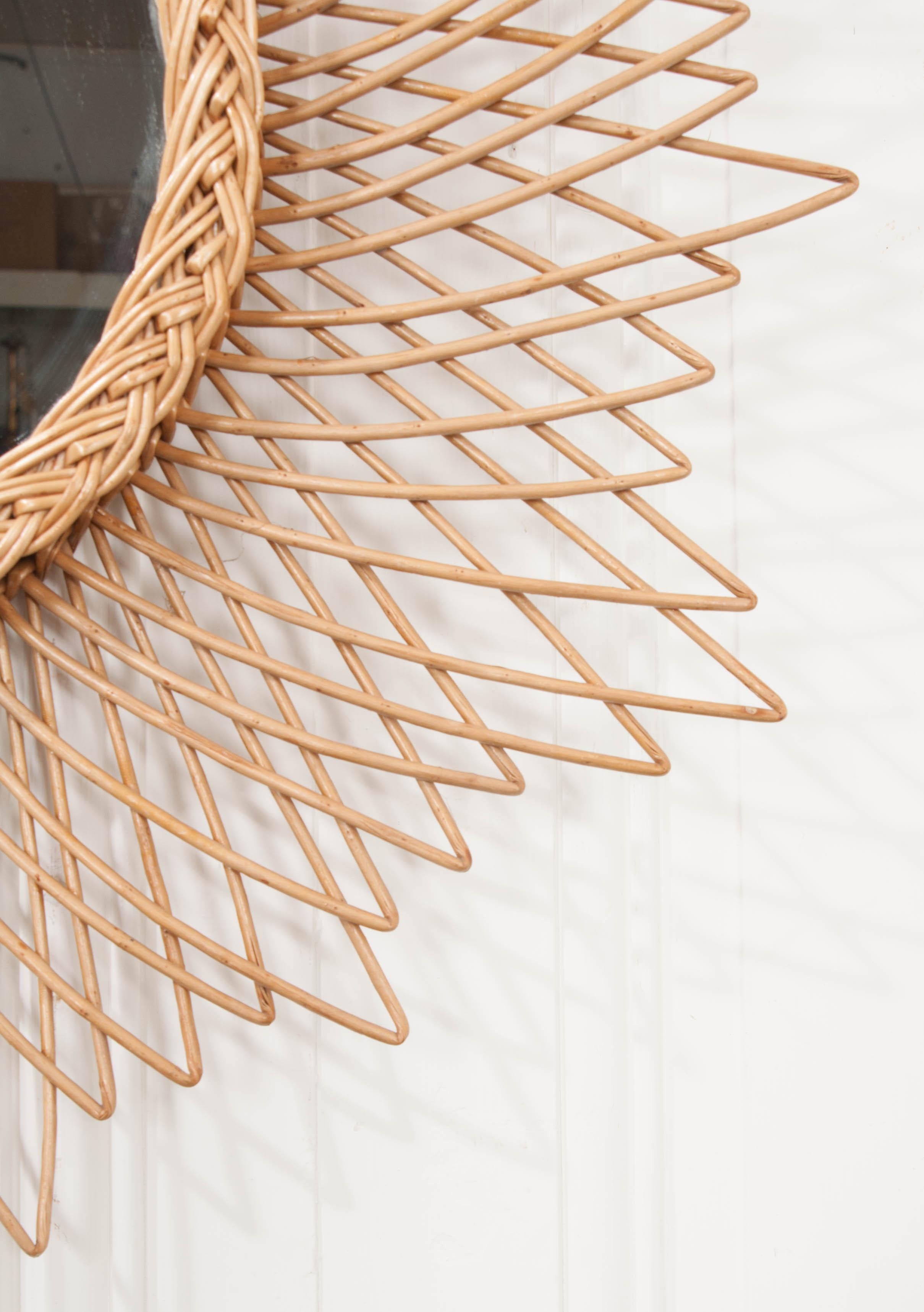English Vintage Rattan Sunburst Mirror at 1stDibs | rattan starburst ...