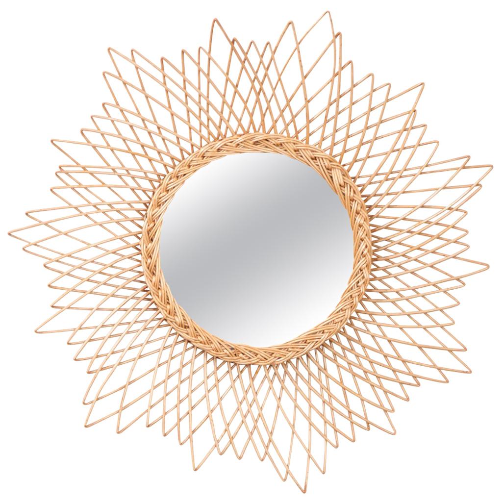 English Vintage Rattan Sunburst Mirror at 1stDibs | rattan starburst ...