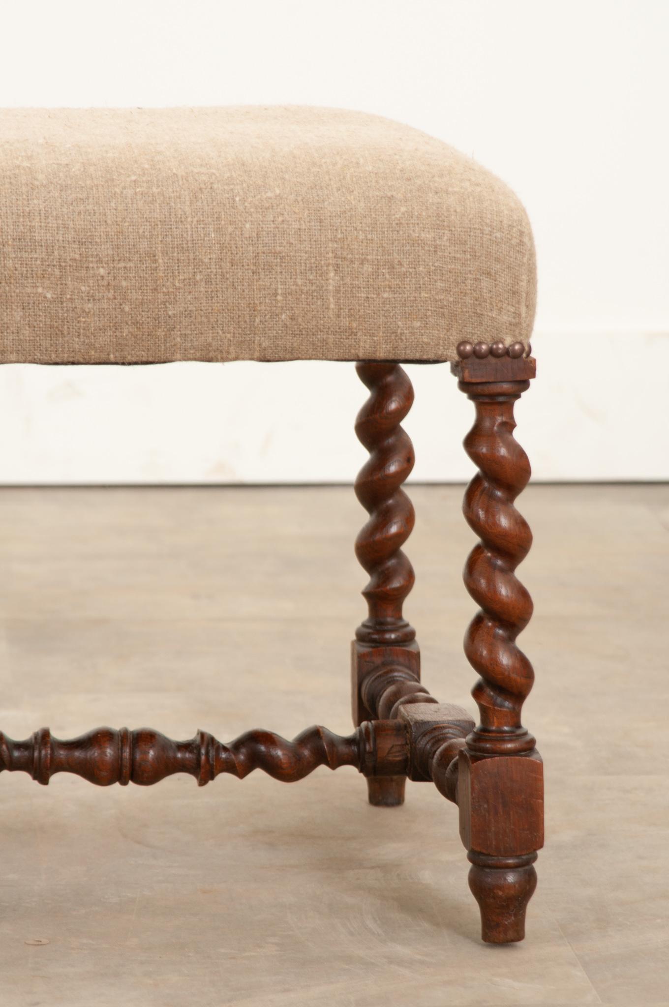 English Walnut Barley Twist Bench at 1stDibs