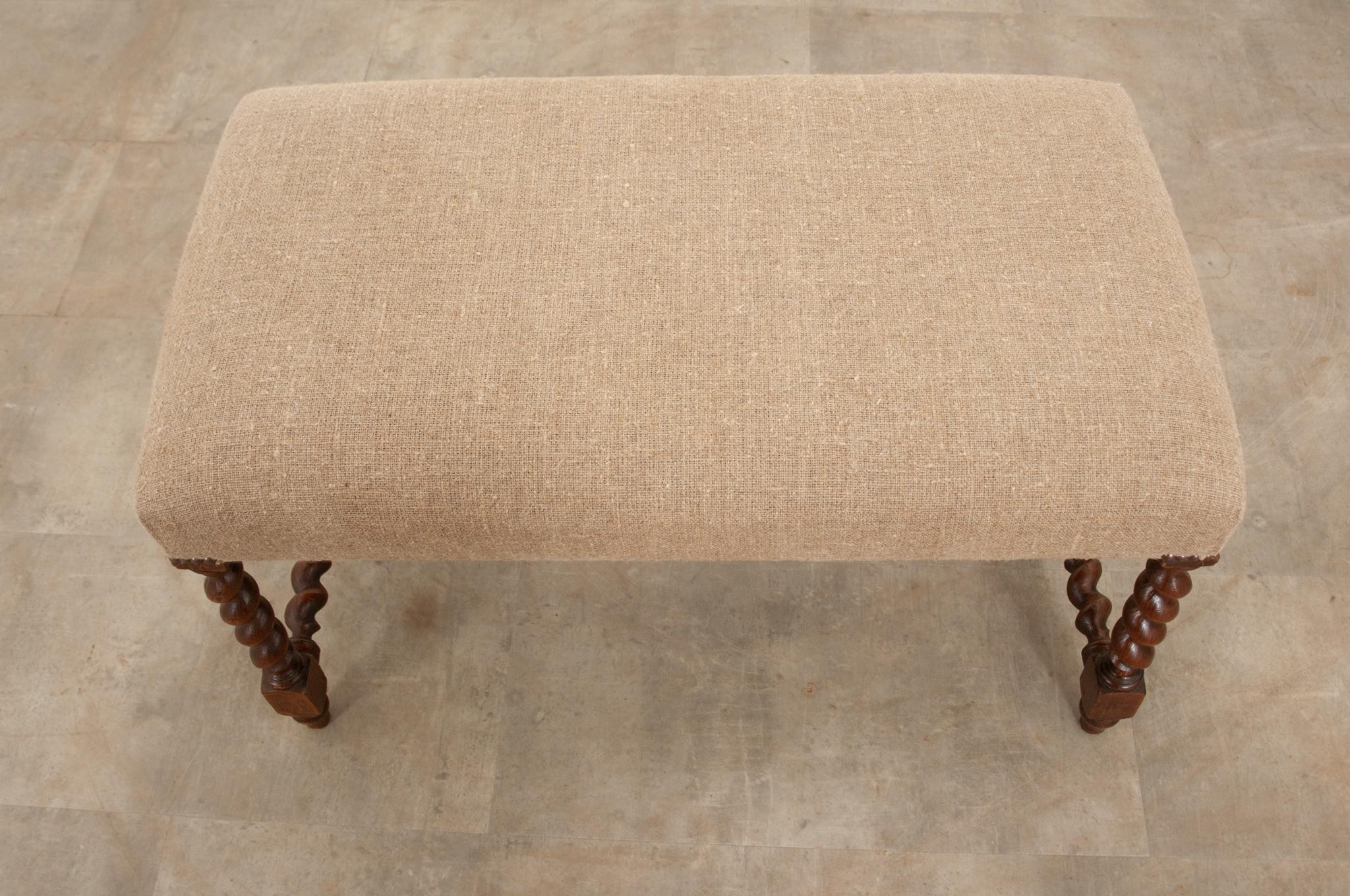 English Walnut Barley Twist Bench at 1stDibs