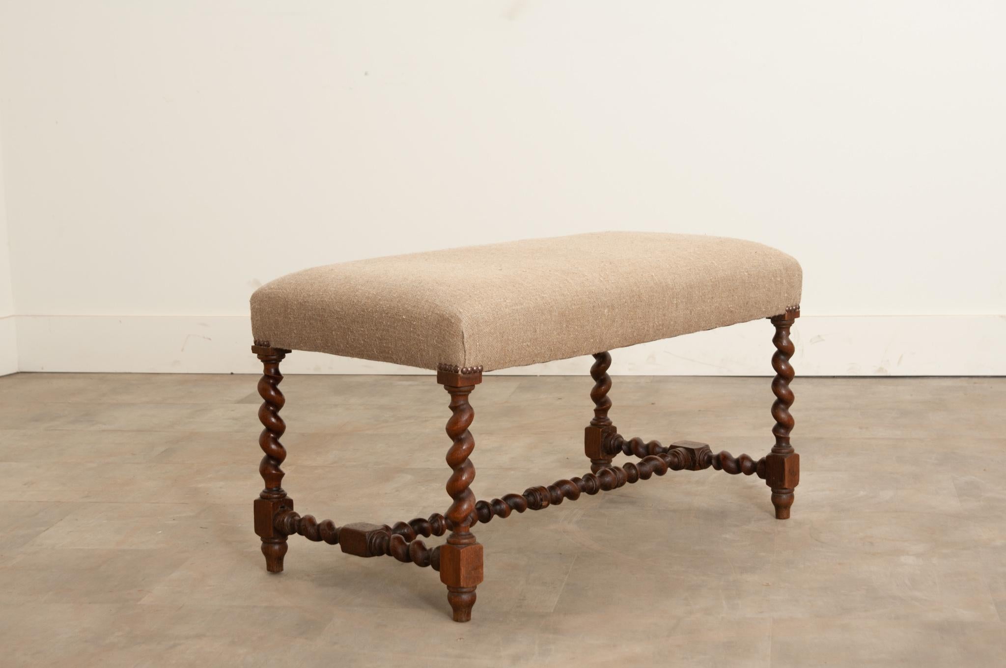 English Walnut Barley Twist Bench at 1stDibs