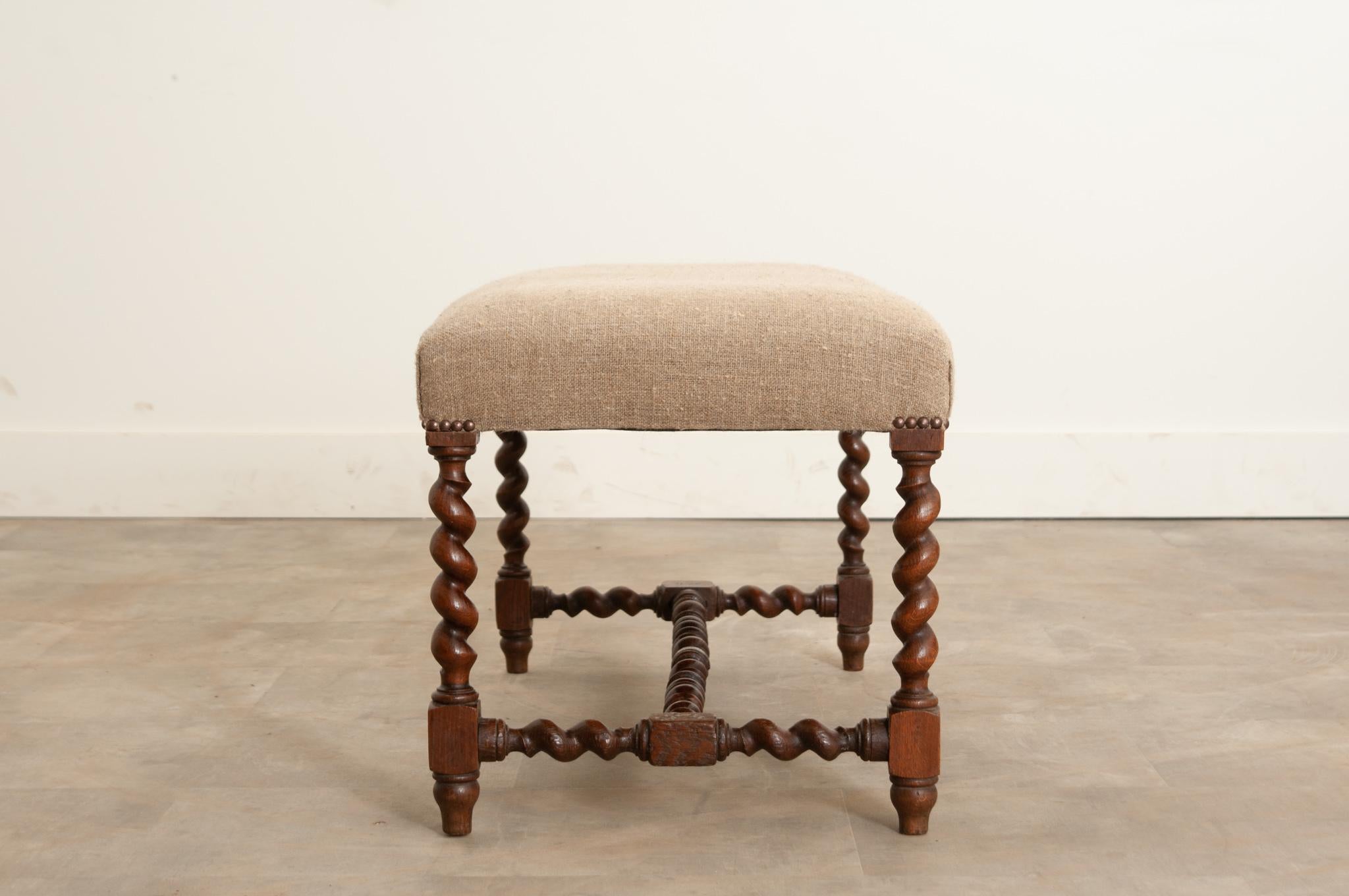 English Walnut Barley Twist Bench at 1stDibs