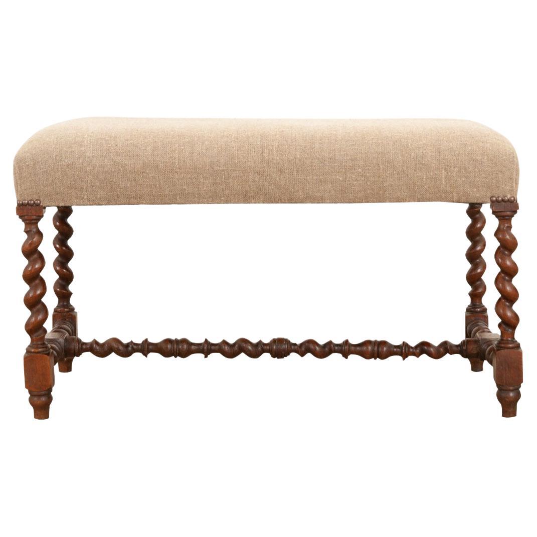 English Walnut Barley Twist Bench at 1stDibs