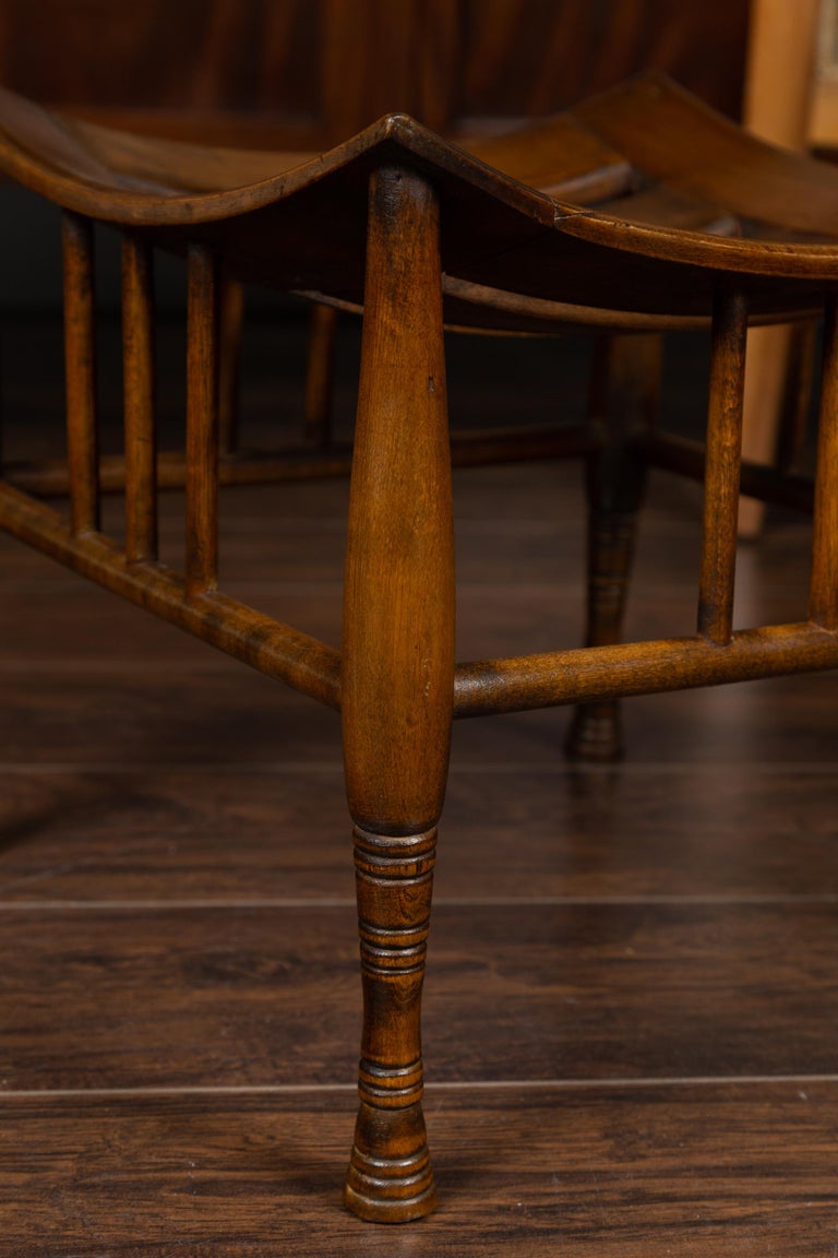 English Walnut Egyptian Revival Thebes Stool with Slatted Seat, circa ...