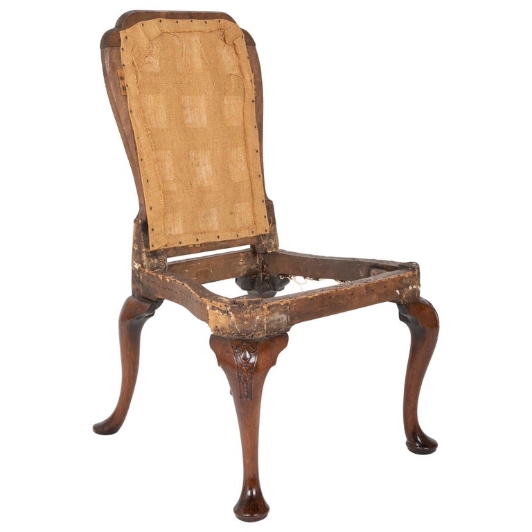 English Walnut Queen Anne Style Side Chair For Sale at 1stDibs
