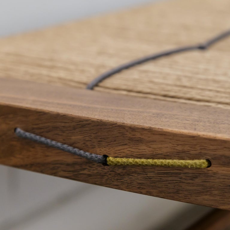 English Walnut Woven Bench with Danish Cord and Coloured Wax Cord For ...