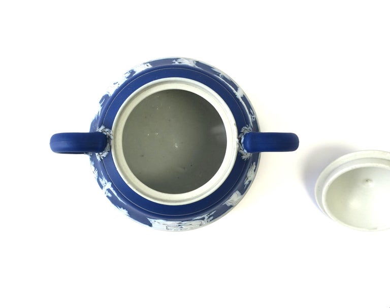 English Wedgwood Jasperware Blue and White Sugar Bowl and Creamer Neoclassical Style For Sale at ...