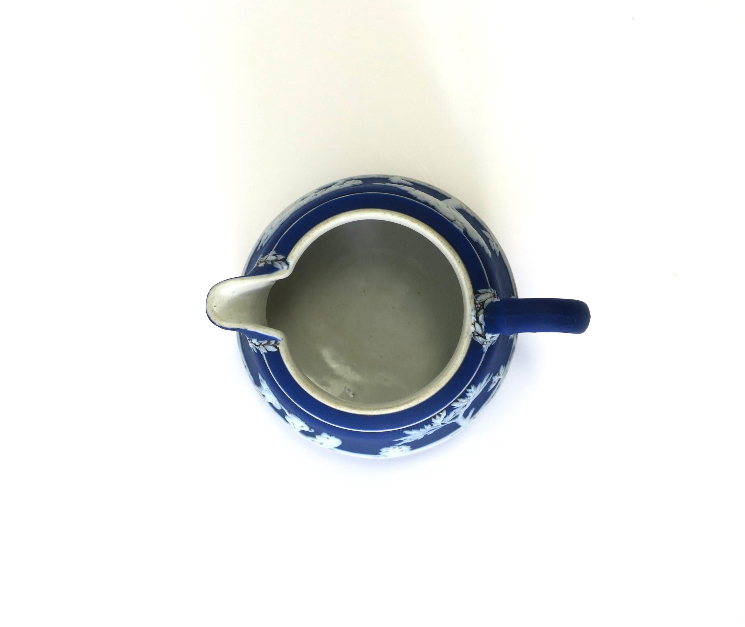 English Wedgwood Jasperware Blue and White Sugar Bowl and Creamer Neoclassical Style For Sale at ...