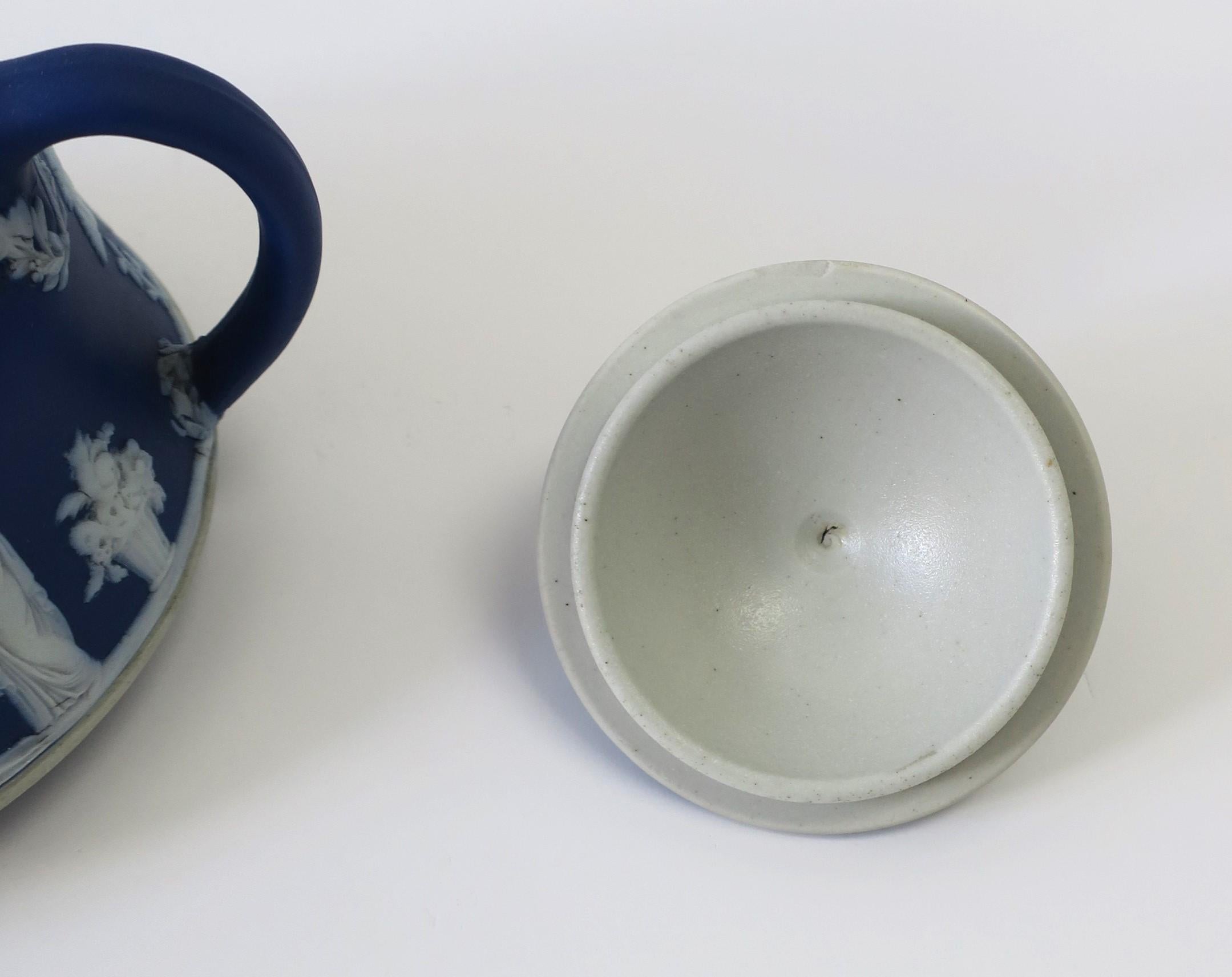 English Wedgwood Jasperware Blue and White Sugar Bowl and Creamer Neoclassical Style For Sale at ...