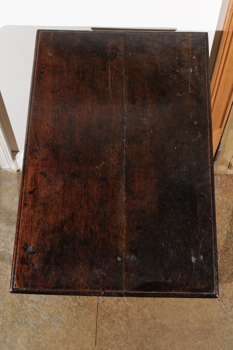 English William and Mary 1700s Oak Side Table with Drawer and Turned ...