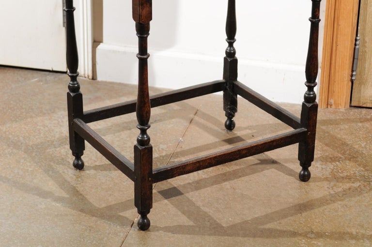 English William and Mary 1700s Oak Side Table with Drawer and Turned ...