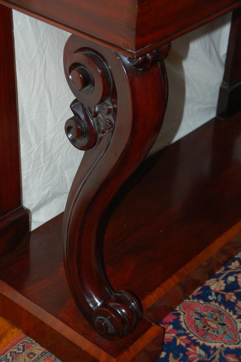 English William IV Period Console Table, Carved Monopodia, Green Marble ...