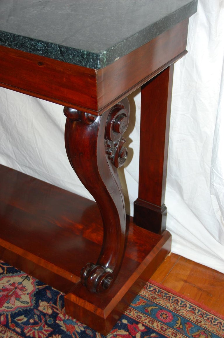 English William IV Period Console Table, Carved Monopodia, Green Marble ...