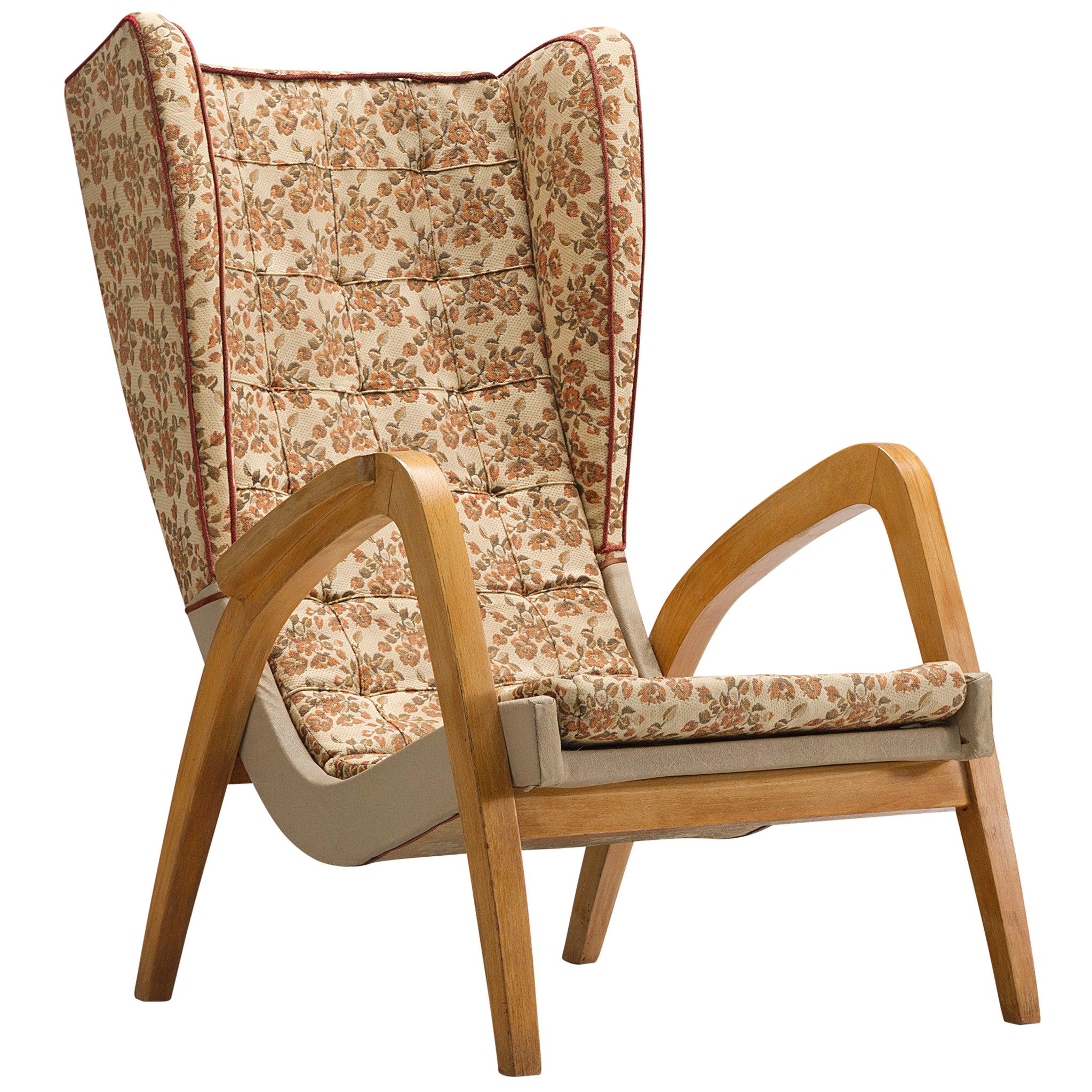 Italian Wingback Chair in Salmon Suede For Sale at 1stDibs | salmon ...